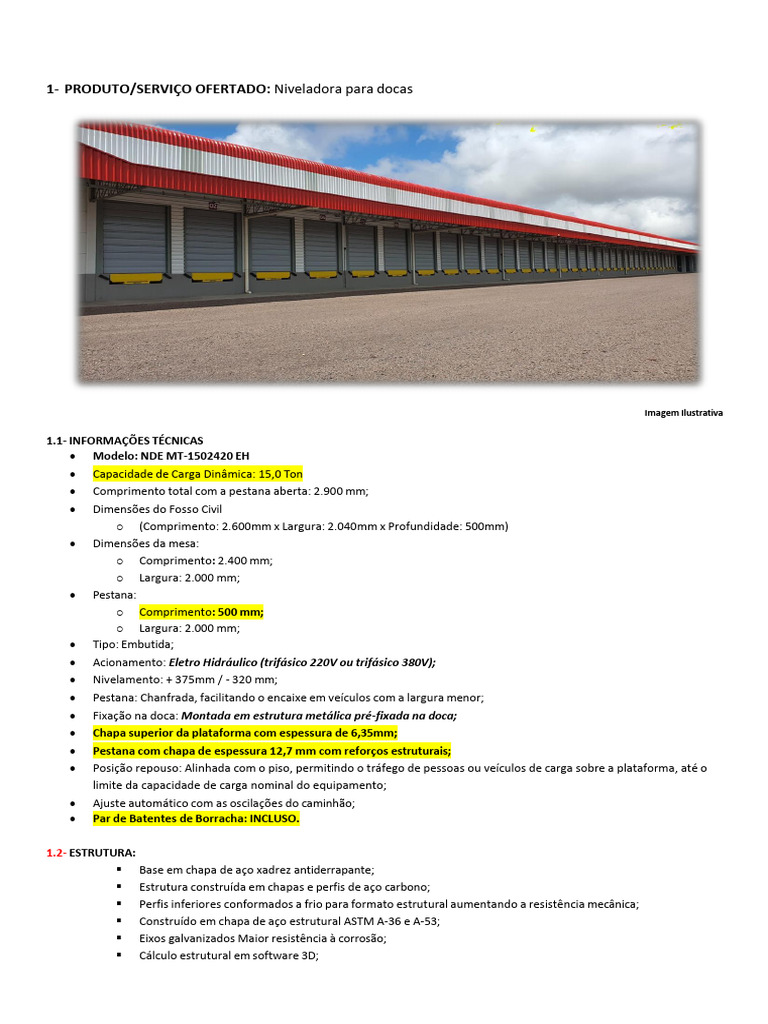 Niveladora para Docas NDE MT-1502420 EH | PDF | Aço