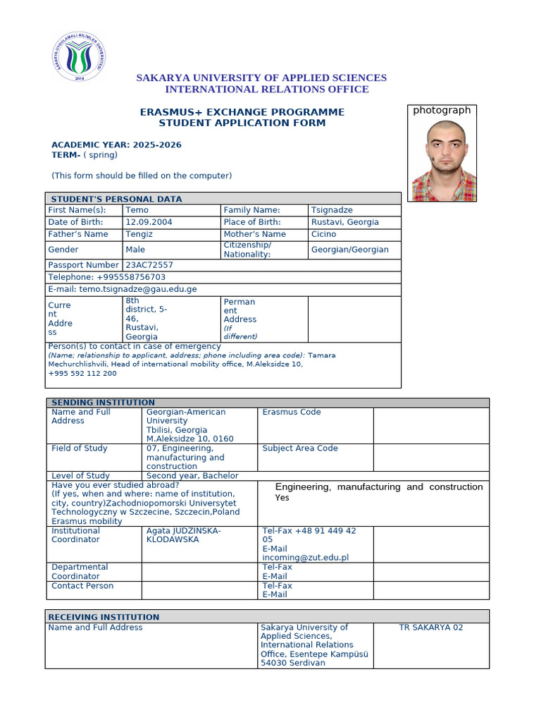 Incoming Student Information Form | PDF | International English ...