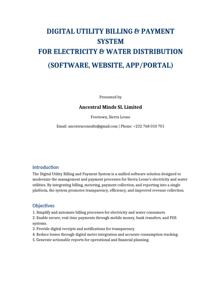 Digital Utility Billing and Payment System Proposal | PDF | Utility ...