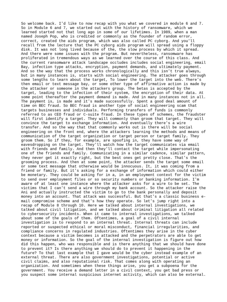 Cyber security lecture P3 | PDF | Burden Of Proof (Law) | Evidence (Law)