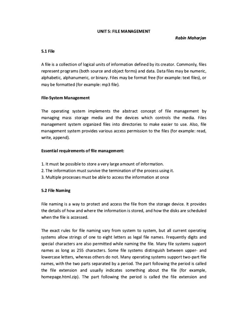 Unit 5 File Management | PDF