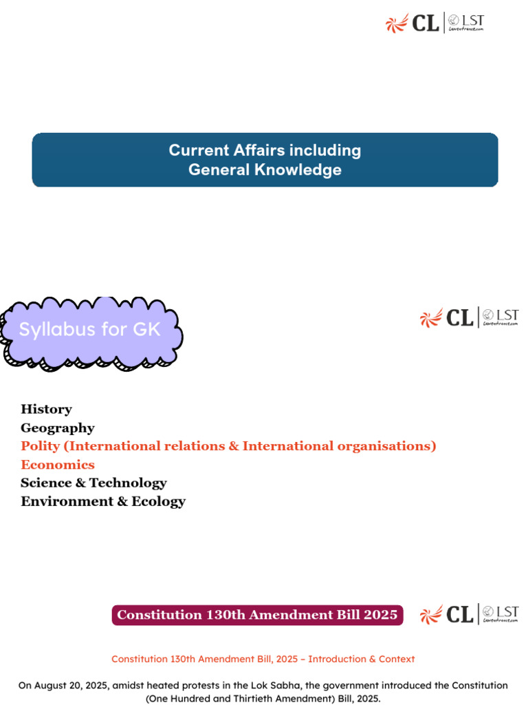 CLAT Boot Camp Gk | PDF | Government