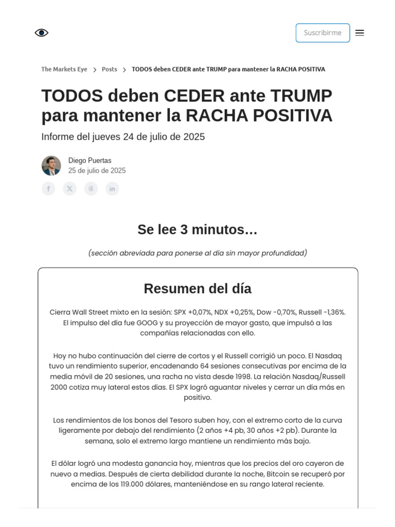 24-07-25 Todos Deben Ceder Ante Trump para Mantener La Racha Positiva ...