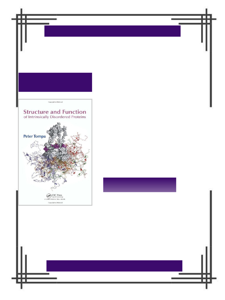 Structure and Function of Intrinsically Disordered Proteins 1st Edition ...
