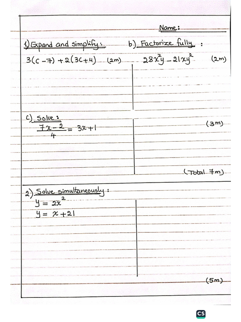 Math test G.9 | PDF