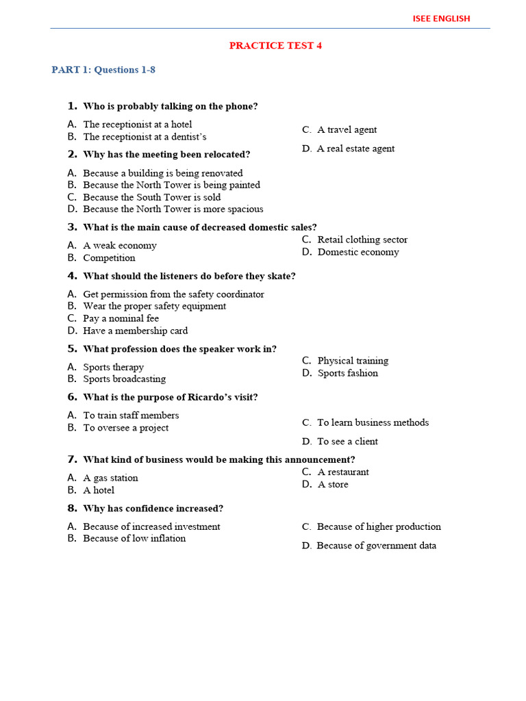 ISEE English Practice Test 4 Guide | PDF | Alaska | Tsunami