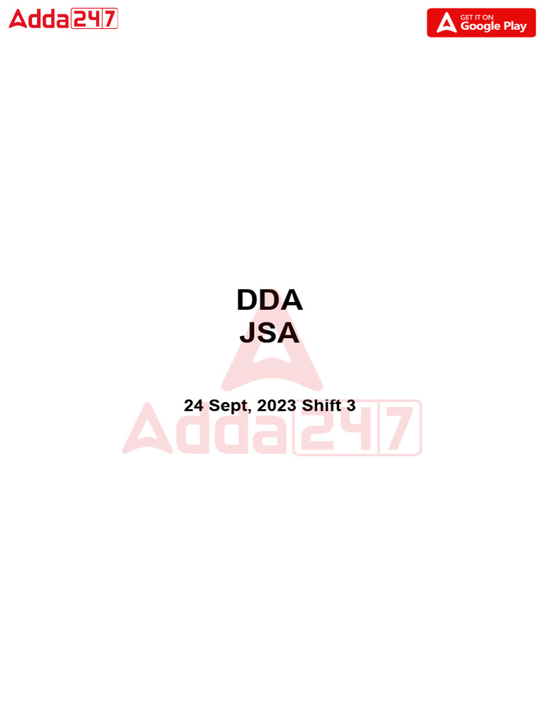 DDA Junior Secretariat Assistant Official Paper Held On 24 Sept 2023 ...