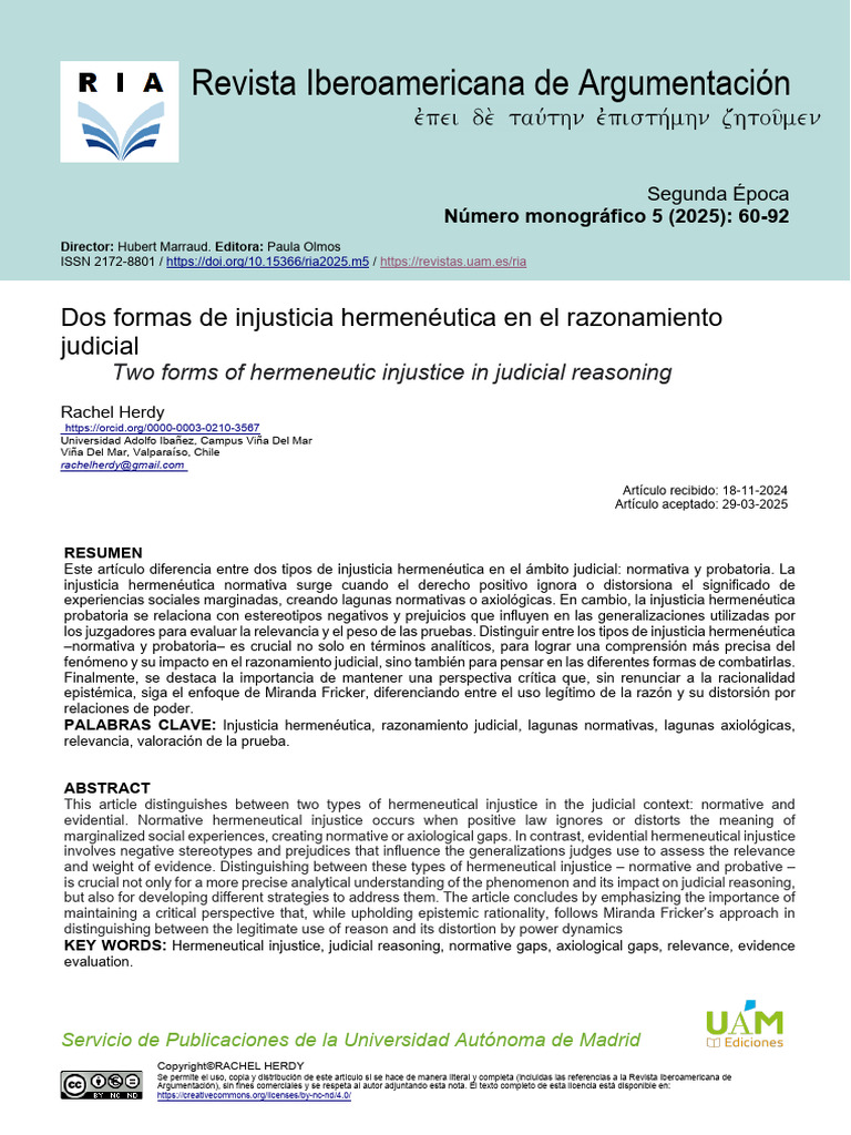Dos Formas de Injusticia Hermenéutica en El Razonamiento Judicial | PDF ...