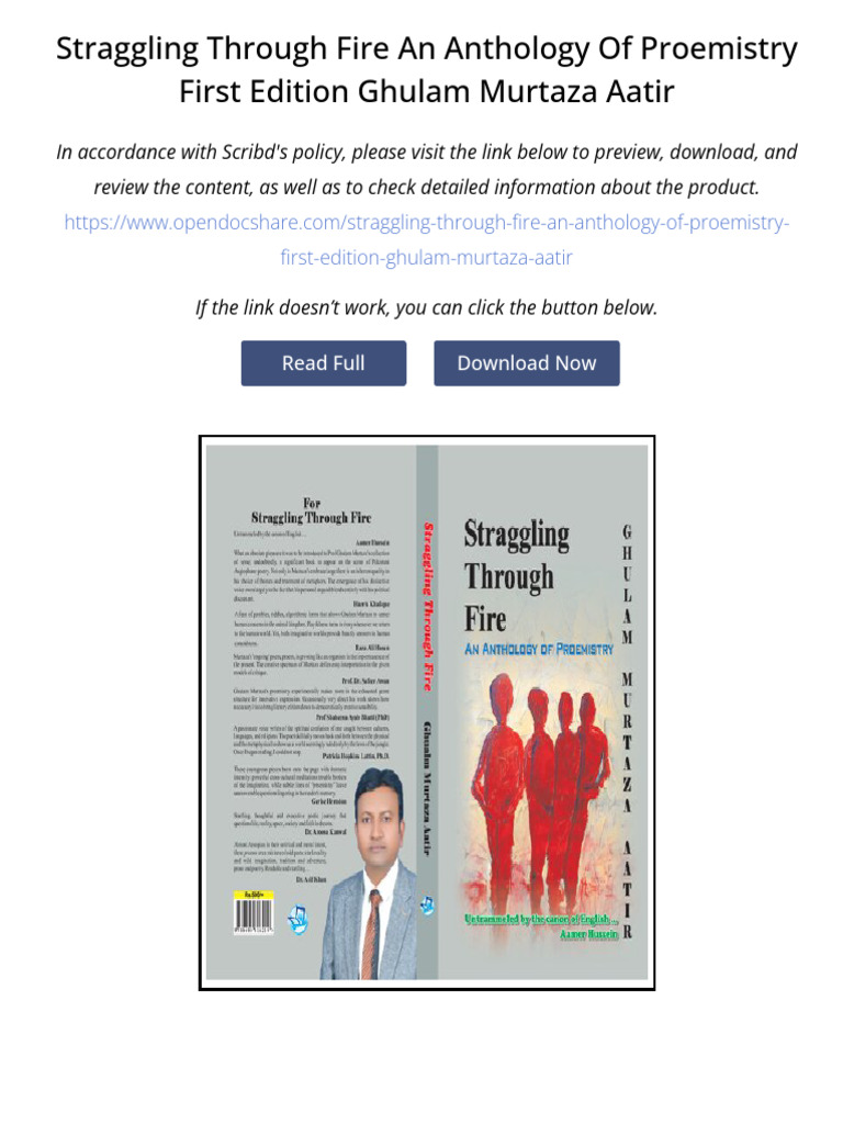 Straggling Through Fire An Anthology of Proemistry First Edition Ghulam ...