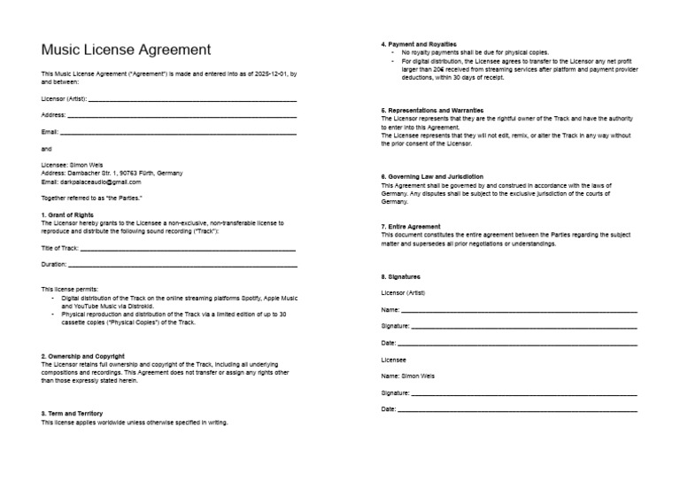 2025-11-23 SWD December Challenge Music License Agreement | PDF ...