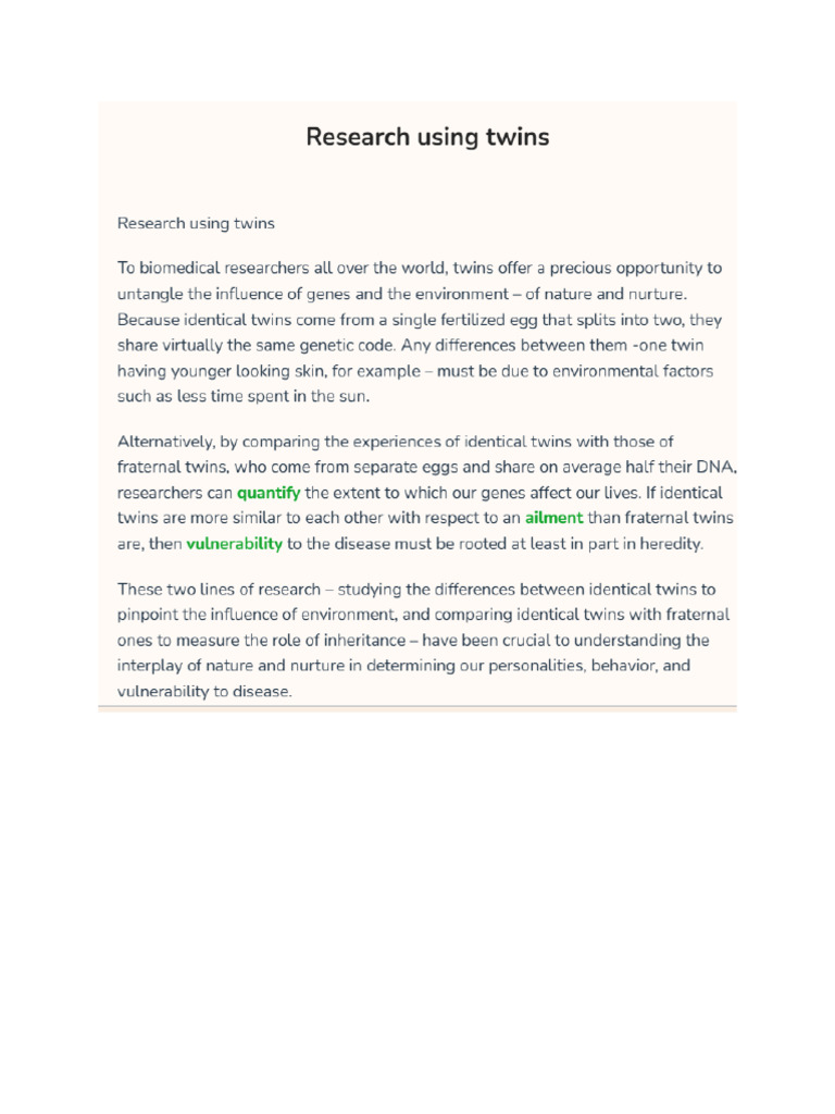 Research Using Twins | PDF