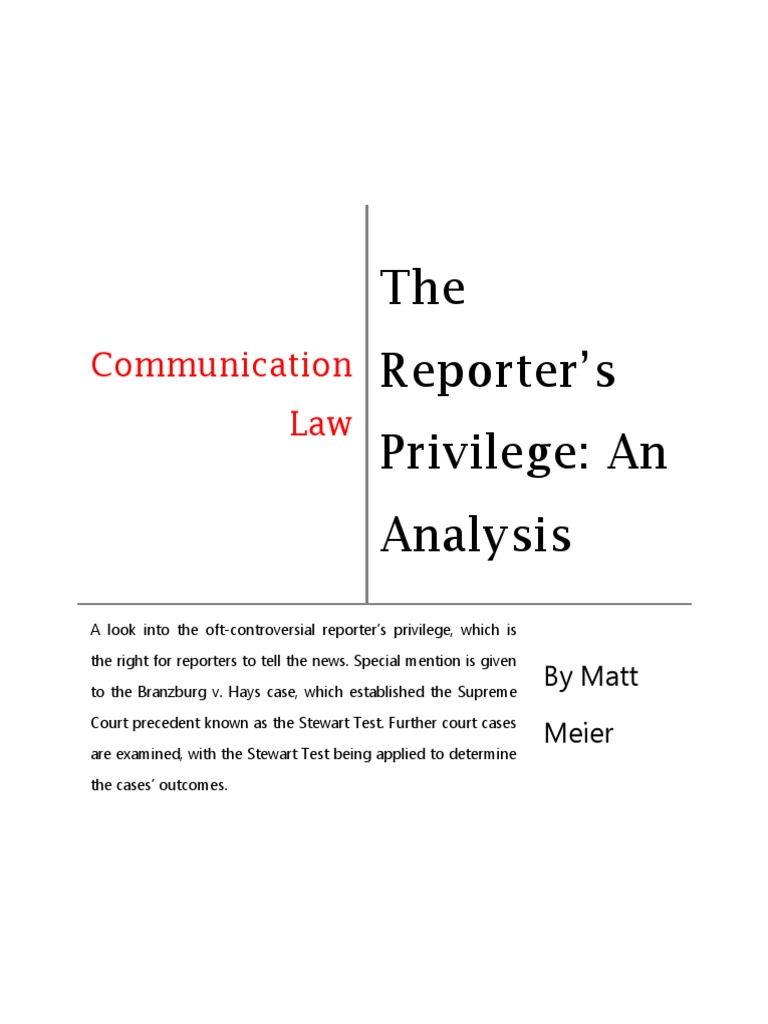 Reporter's Privilege Analysis | PDF | Government Information | Virtue