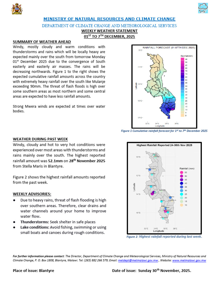 Weekly Weather Forecast: Dec 1-7, 2025 | PDF