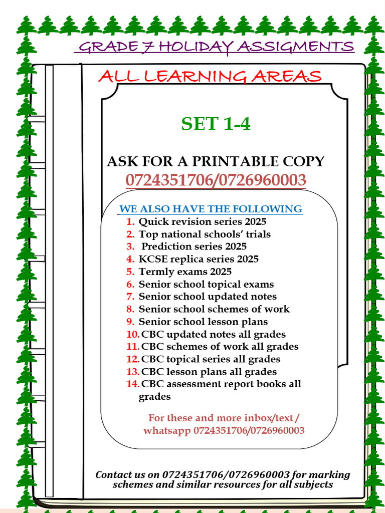 Grade 7 Holiday Assignment Booklet | PDF