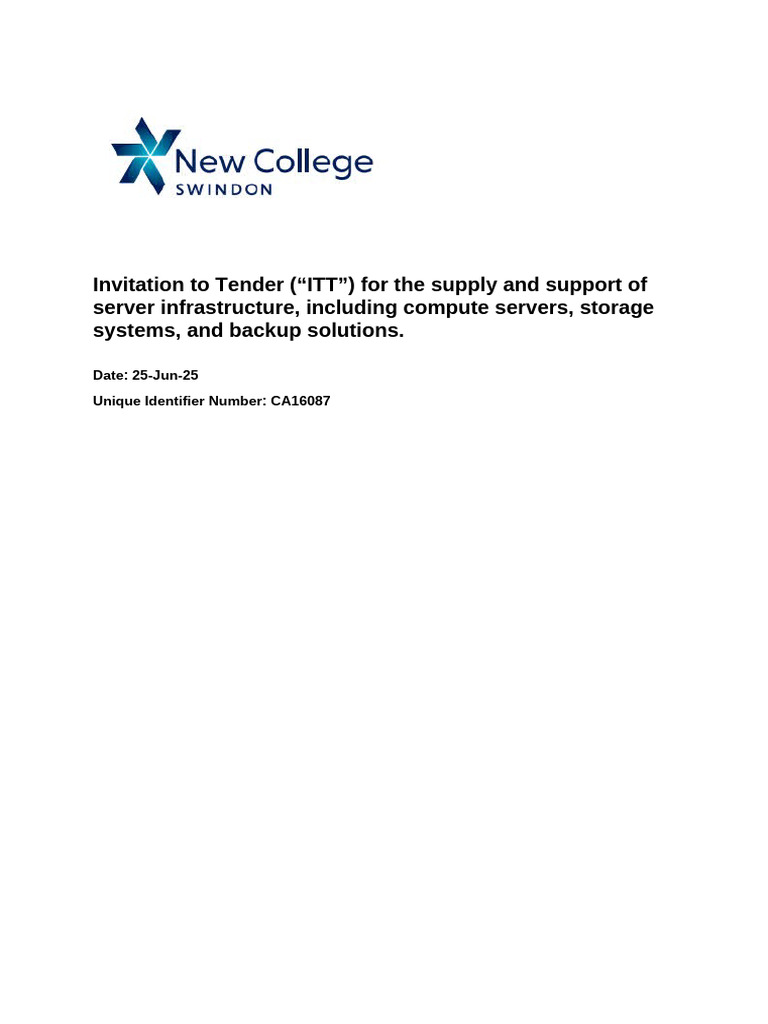 Invitation To Tender Document AC2023 - Servers v1 | PDF