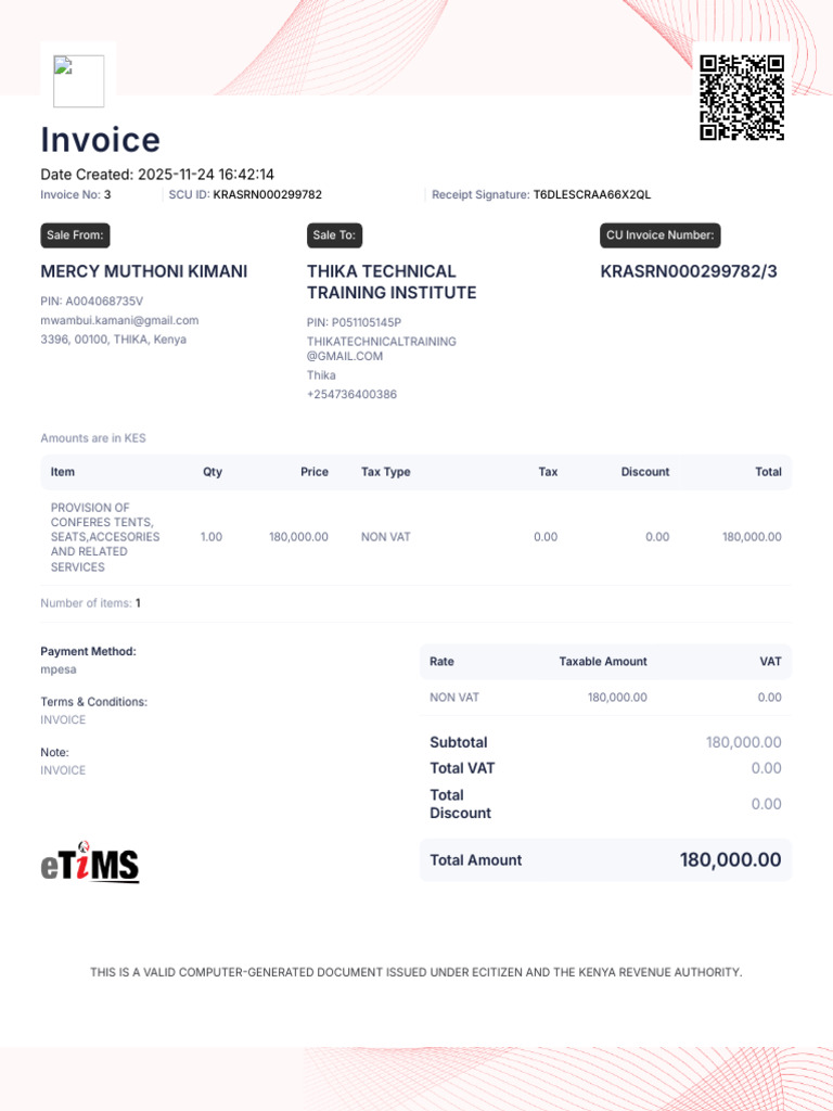 Invoice for Tent Rental Services | PDF