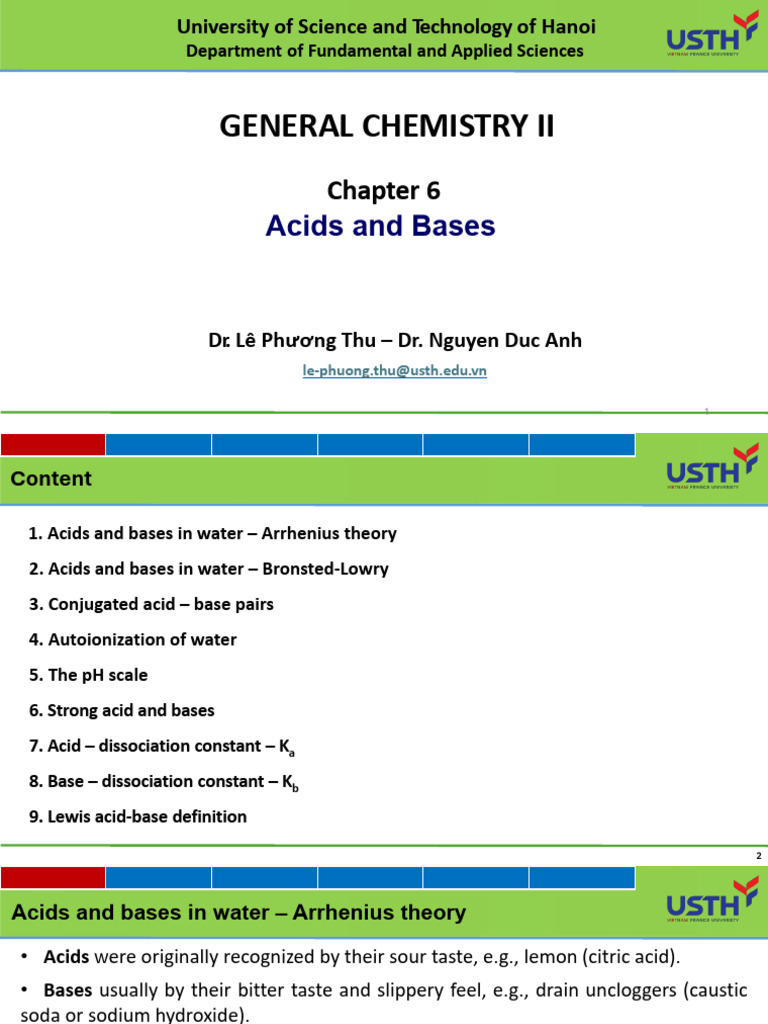 Acids and Bases in General Chemistry II | PDF | Ph | Acid