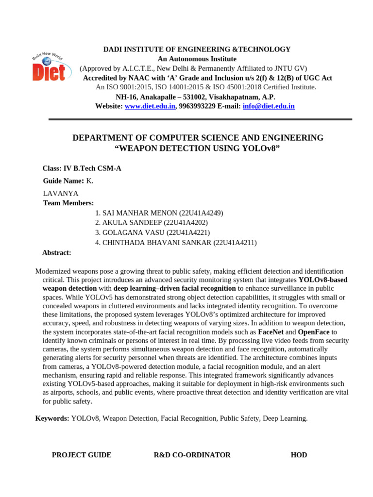 YOLOv8 Weapon Detection System Project | PDF | Deep Learning | Computing