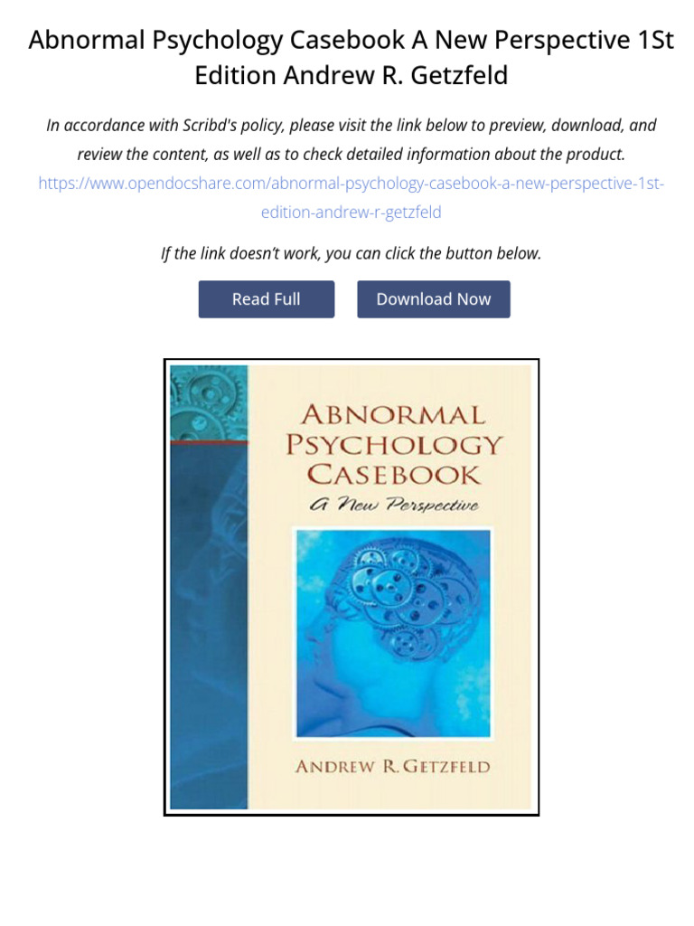 Abnormal Psychology Casebook A New Perspective 1st Edition Andrew R ...