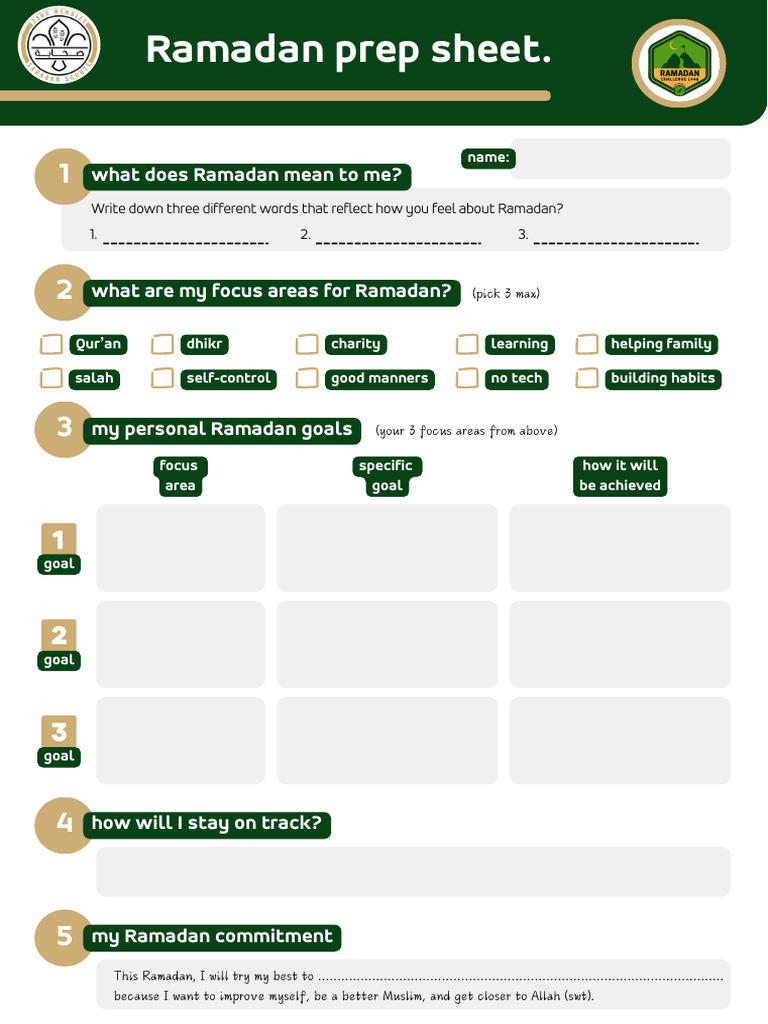 Ramadan Preparation and Goal Setting Guide | PDF