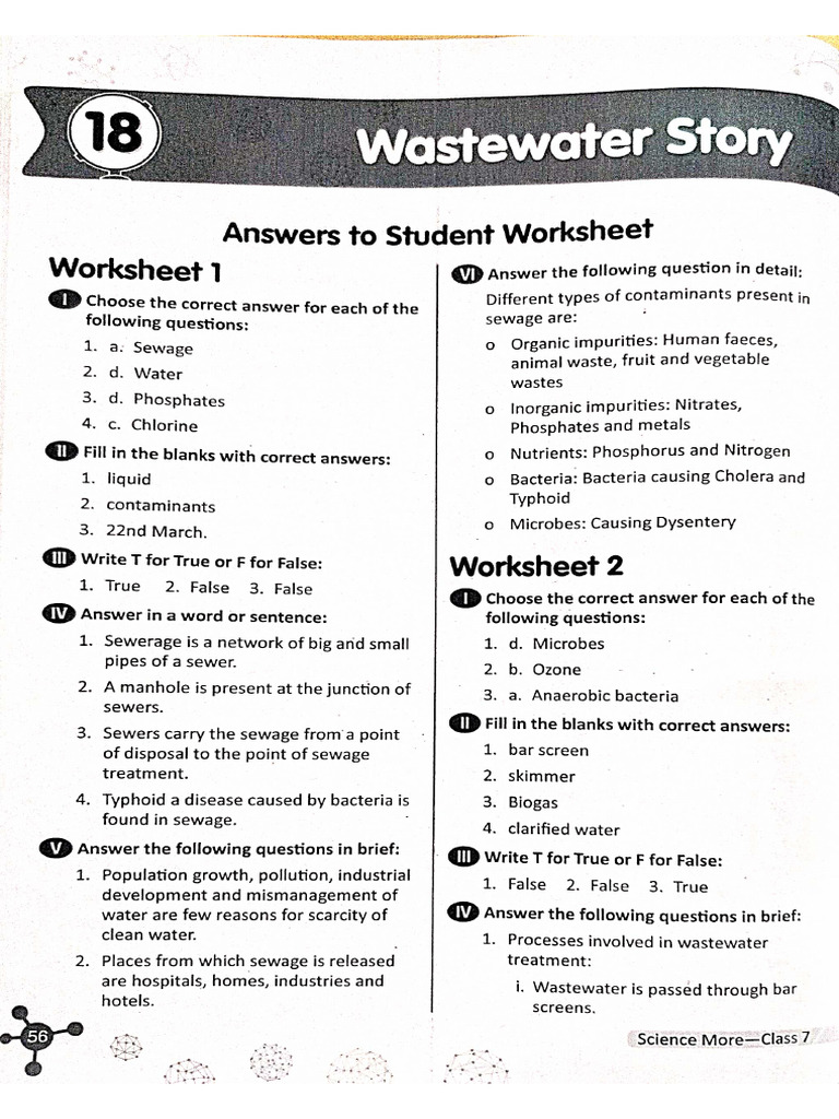 Waste Water Story Class 7 Work Book | PDF