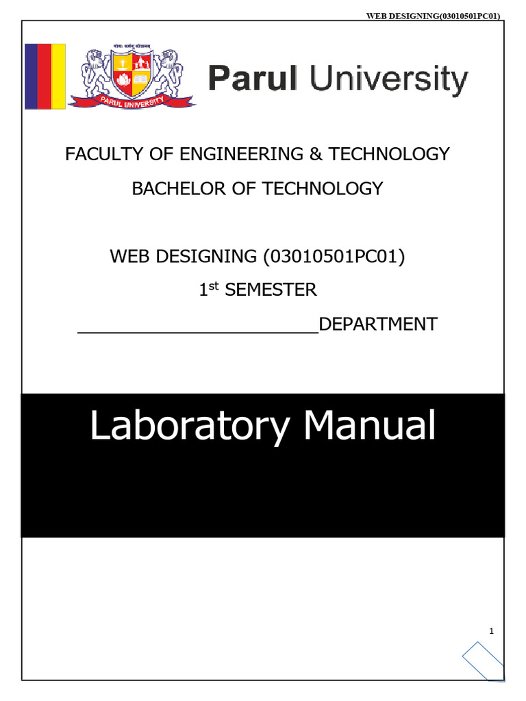 Web Designing Lab Manual for B.Tech | PDF