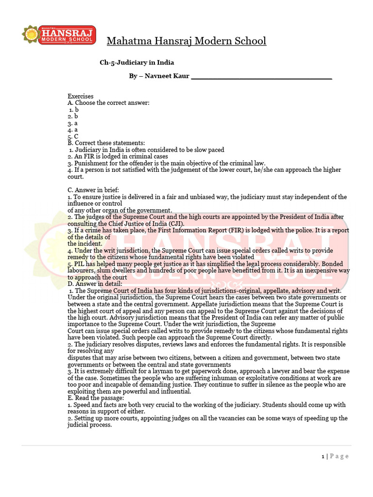 Cl-8-Ch-5-Civics by Navneet Kaur | PDF | Appeal | Supreme Court Of The ...