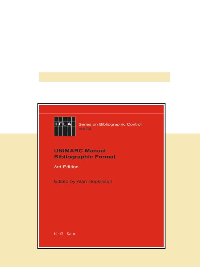 (Ebook) UNIMARC Manual: Bibliographic Format by Alan Hopkinson (editor ...