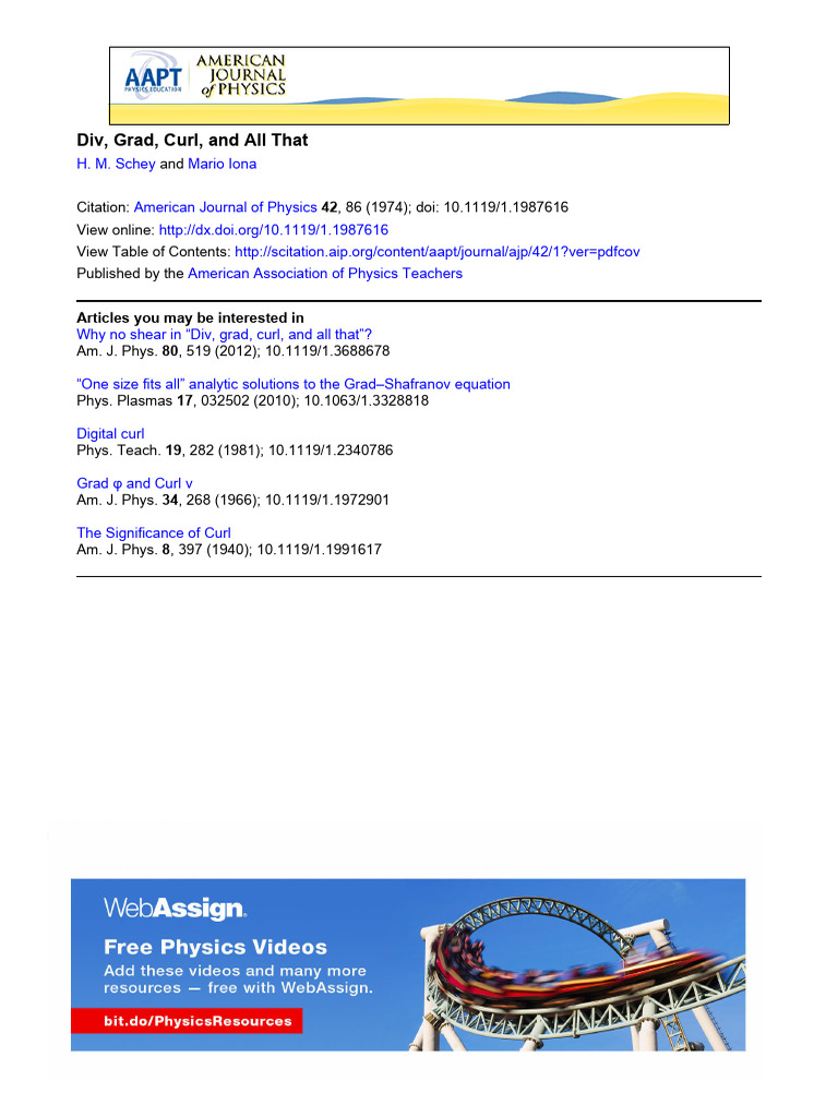 Schey, Div, Grad, Curl, And All That - Libgen.li | PDF