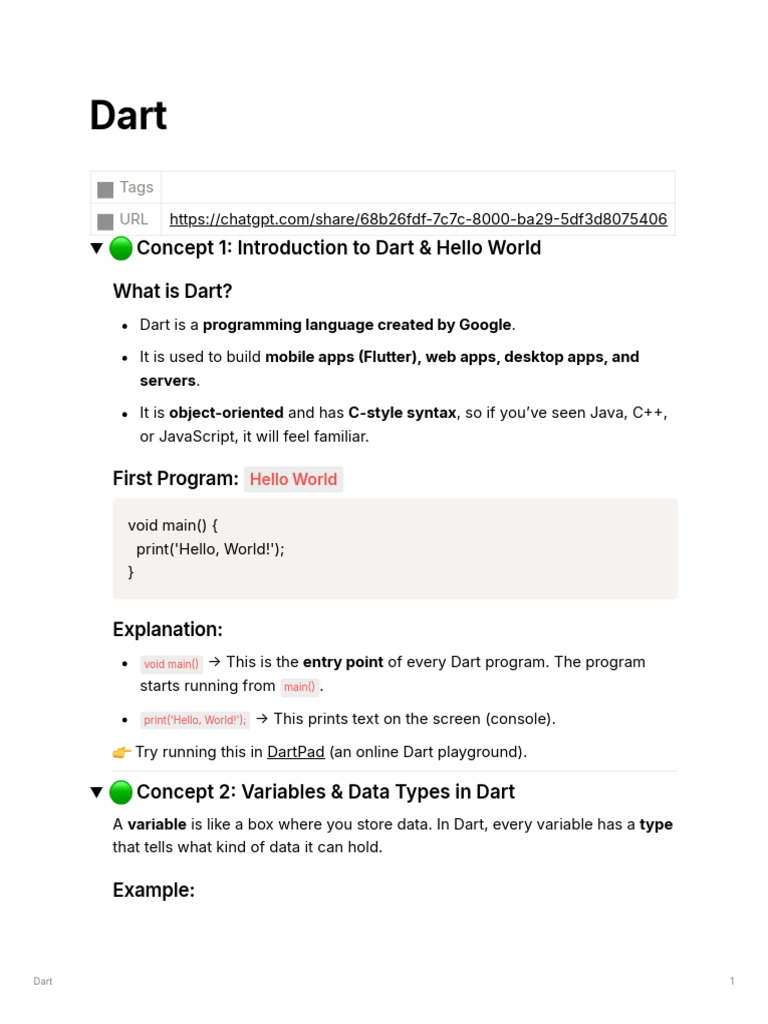 Dart | PDF | Boolean Data Type | Computer Programming