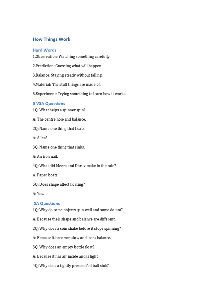 How Things Work Questions | PDF