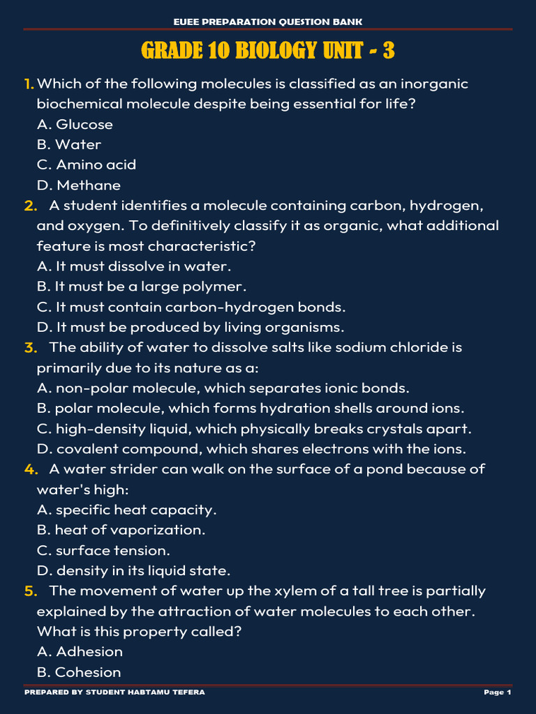 Grade 10 Biology Unit 3 | PDF | Carbohydrates | Rna
