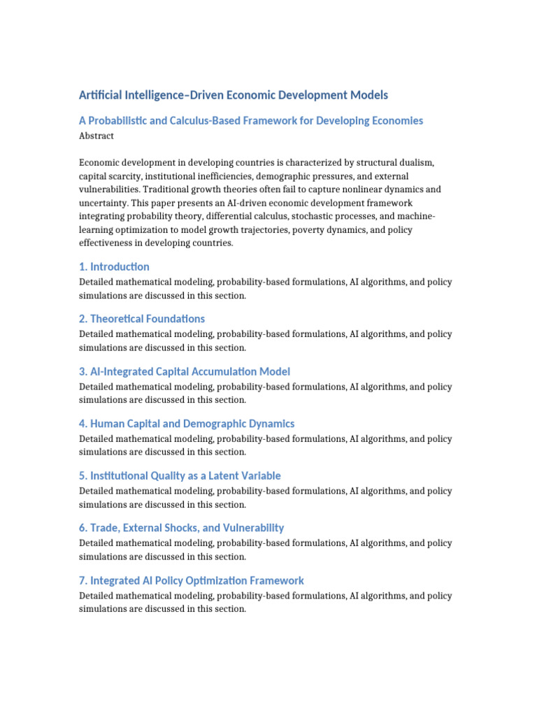 AI Models for Economic Development | PDF