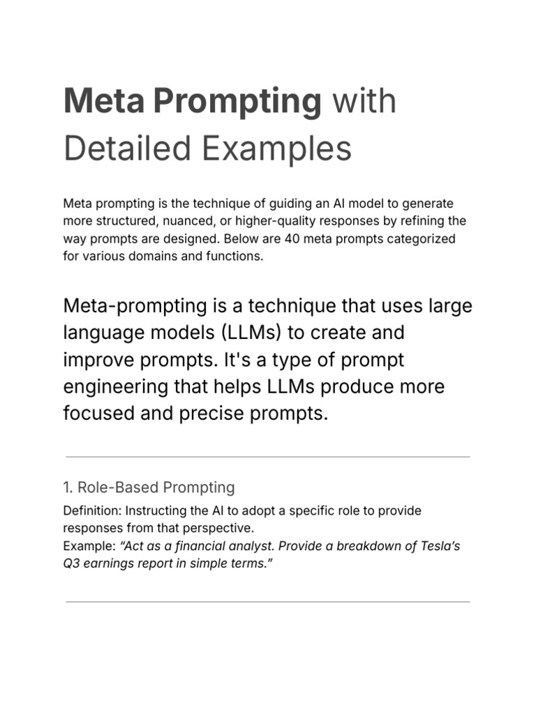Meta Prompting Techniques Explained | PDF | Artificial Intelligence ...