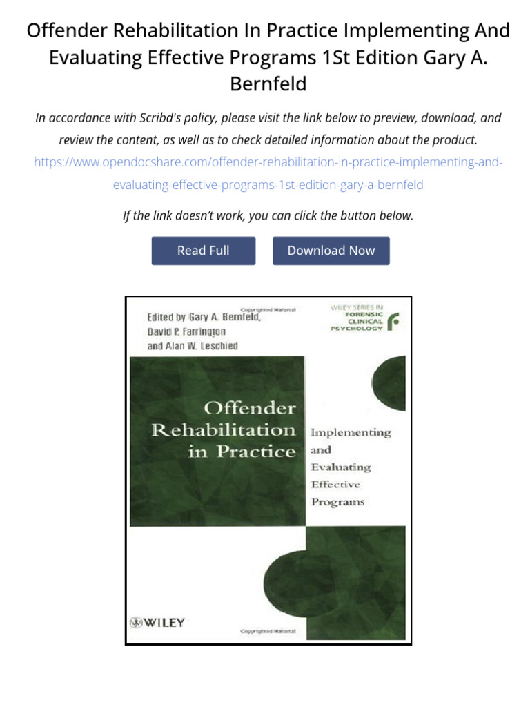 Offender Rehabilitation in Practice Implementing and Evaluating ...