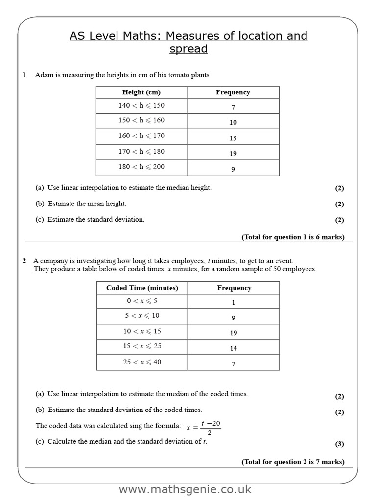 Measures of Location and Spread | PDF