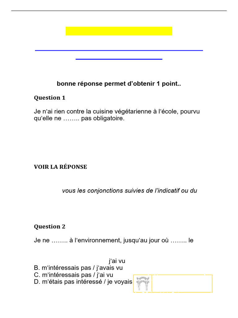 Test de grammaire DELF B2 en 40 questions | PDF | Mécanique du langage ...