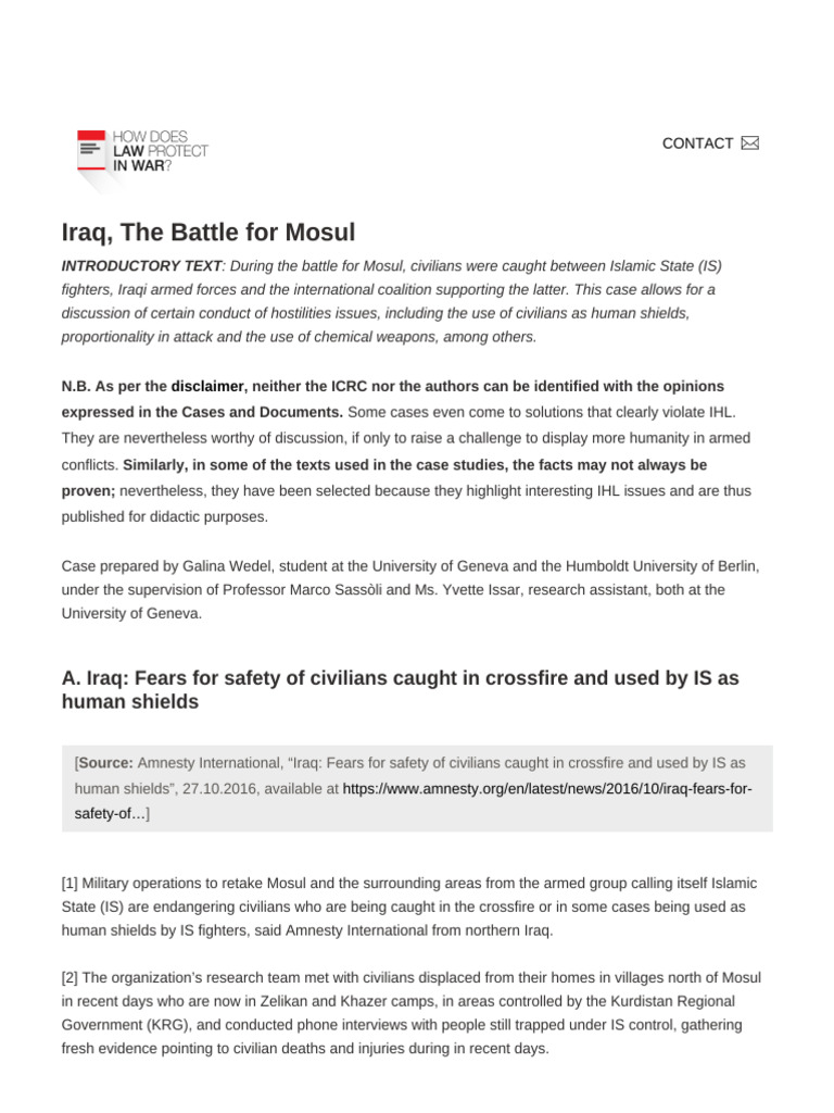 Civilians in Mosul: Human Shields & Risks | PDF | International ...