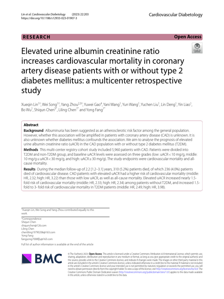 Elevated Urine Albumin Creatinine Ratio | PDF | Nephrology | Internal ...