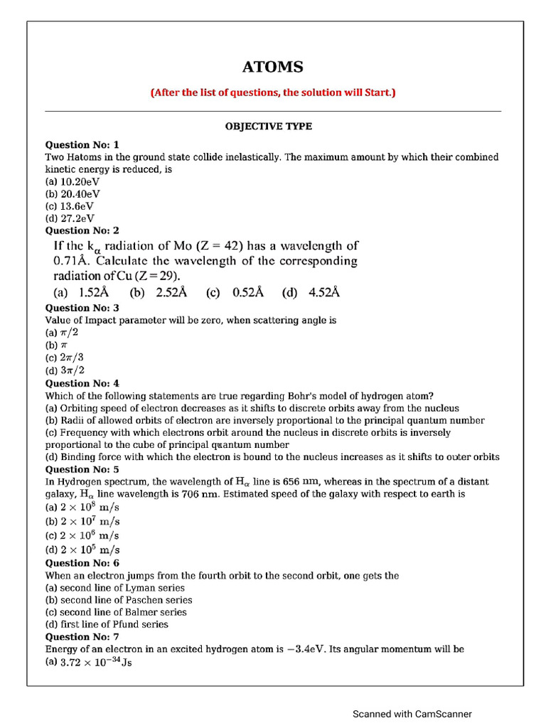 Atoms Sheet | PDF