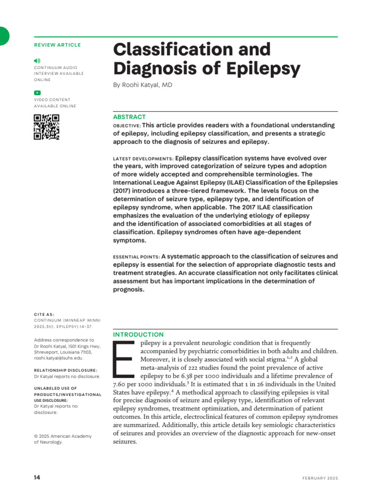 Epilepsy Classification | PDF | Epilepsy | Disorders Causing Seizures