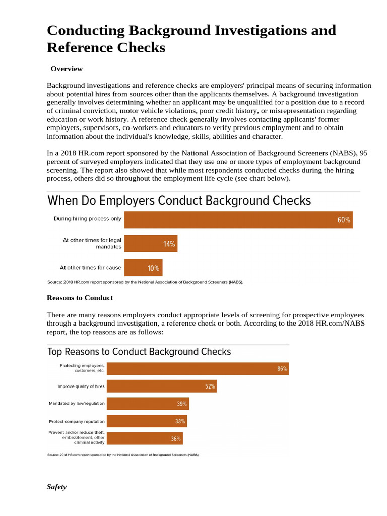 Lesson 12 Conducting Background Investigations and Reference Checks ...