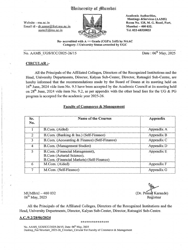 Revised Fee 2025-26 All Circular | PDF | Higher Education | Economies