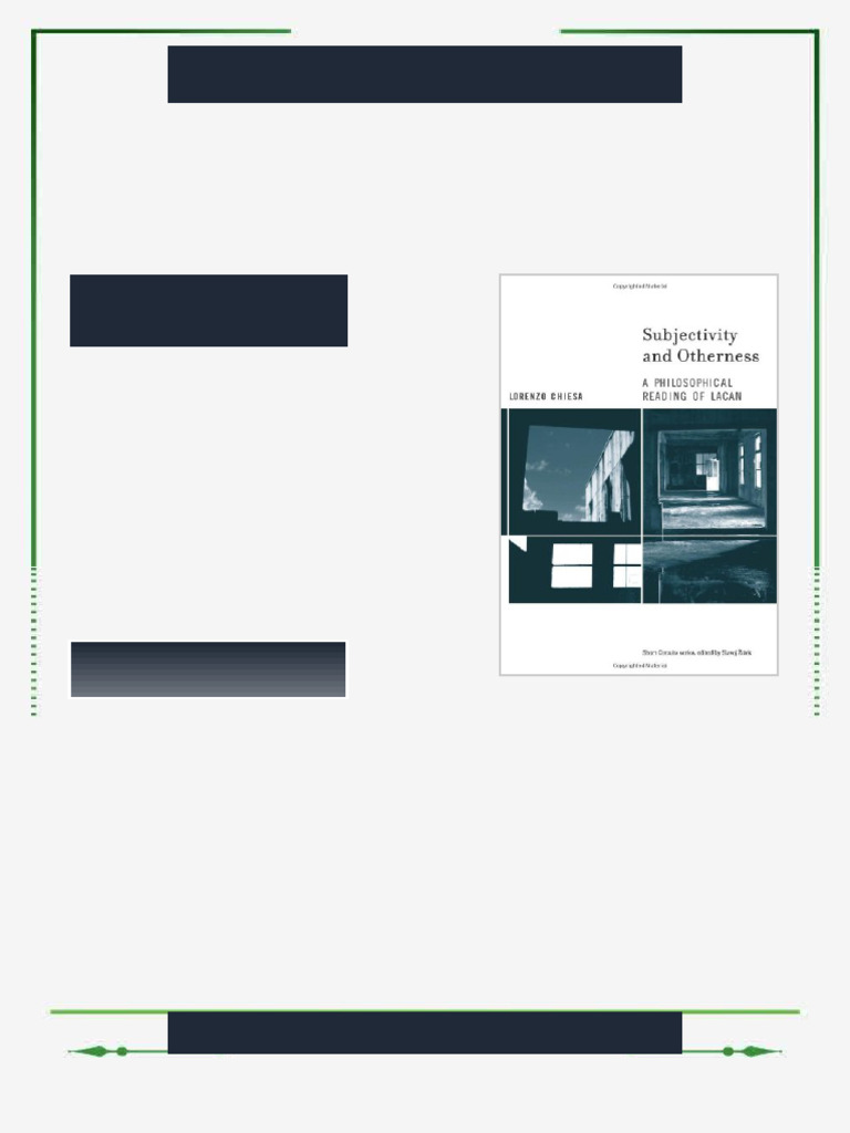 Subjectivity and Otherness A Philosophical Reading of Lacan 1st Edition ...