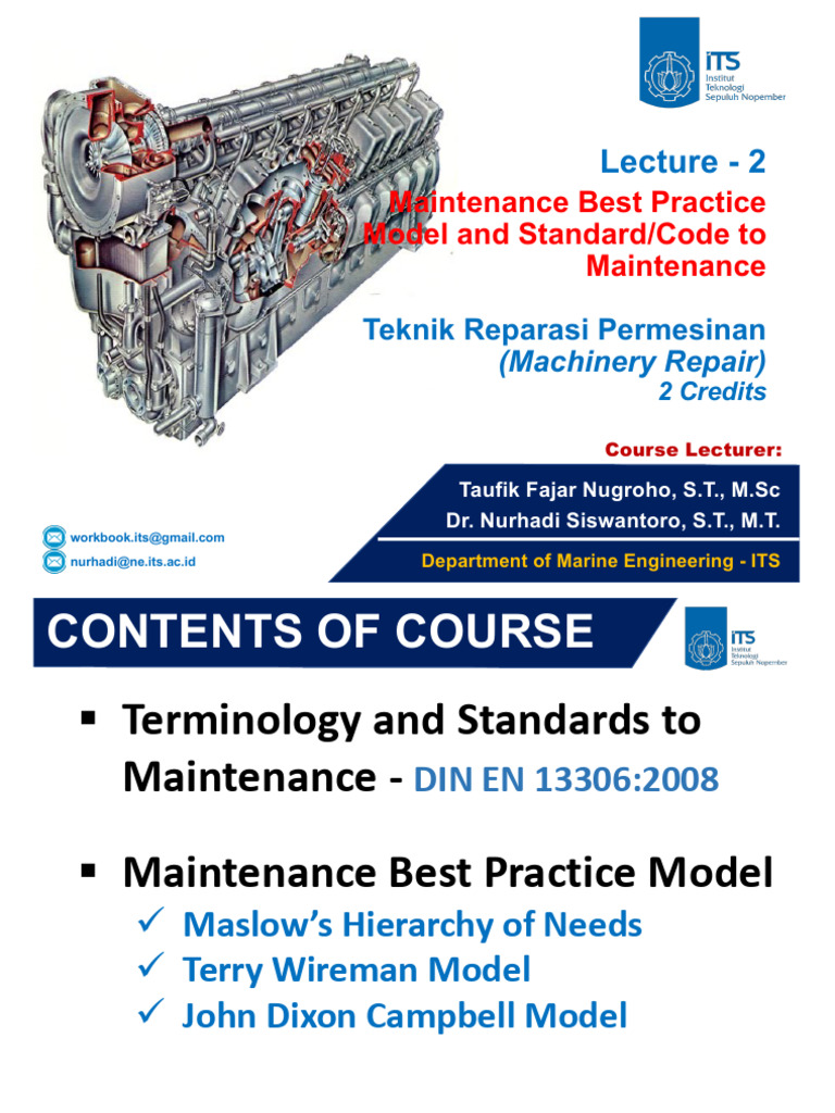 Lecture 2 - Maintenance Best Practice Model and Standard Code to ...