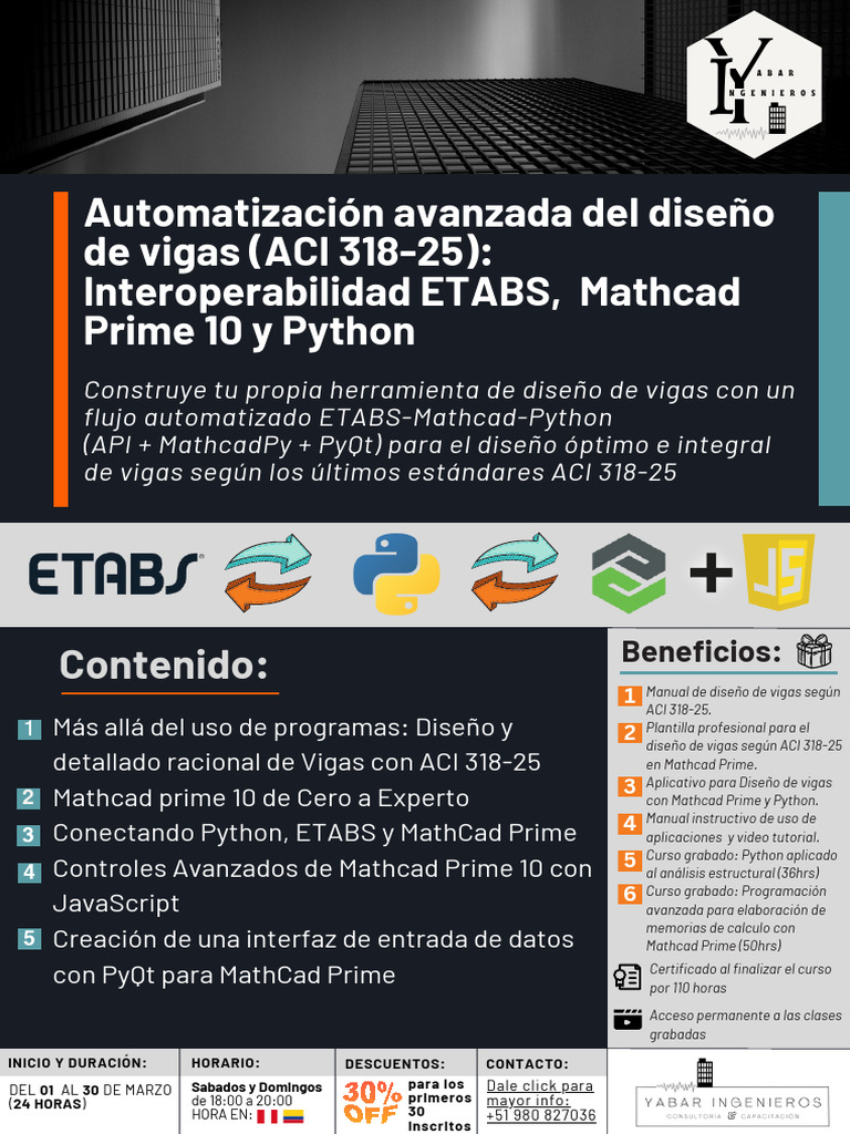 Brochure Curso Automatizacion Mathcad, Python y Etabs | PDF | Python (lenguaje de programación ...