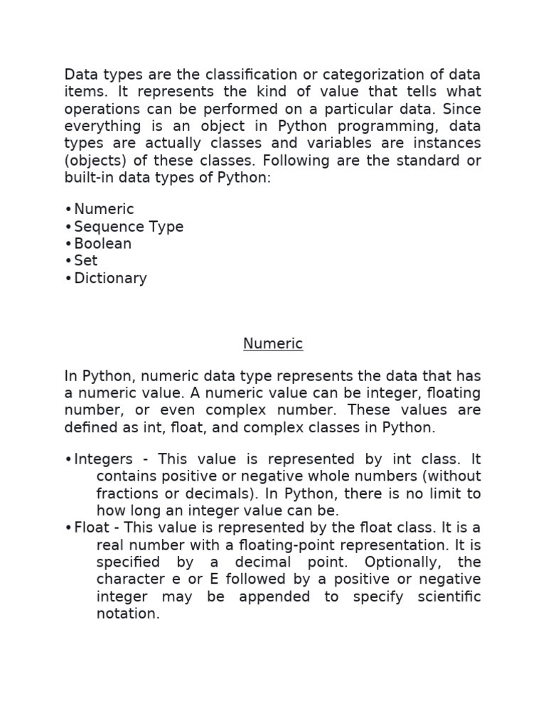 Data Types Are the Classification or Categorization of Data Items | PDF ...
