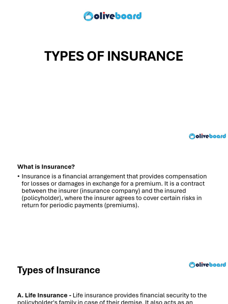 Comprehensive Guide to Insurance Types | PDF | Insurance | Vehicle ...