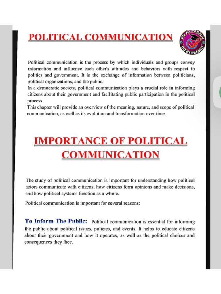 Political Leadership Unit 1 | PDF