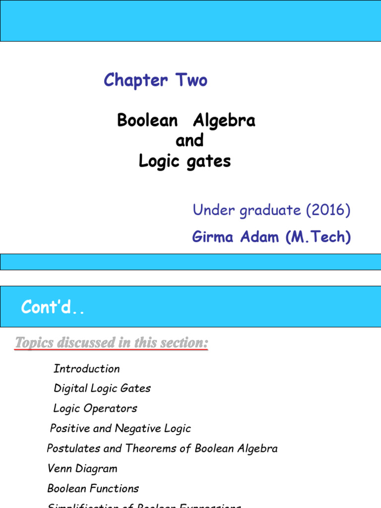DLD Chapter 2 | PDF | Logic Gate | Boolean Algebra